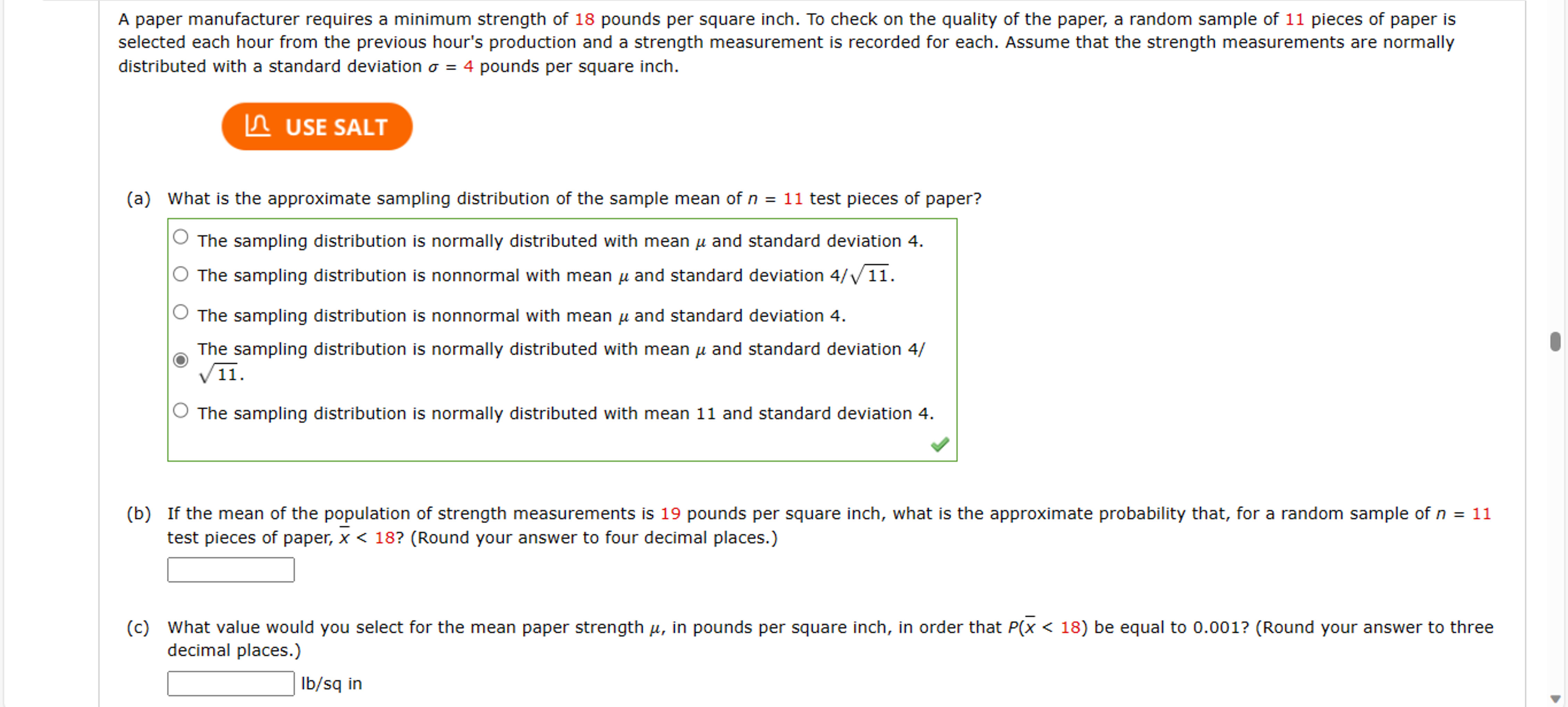 Solved distributed with a standard deviation σ=4 ﻿pounds per | Chegg.com