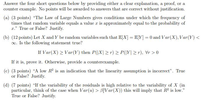Answer the four short questions below by providing | Chegg.com