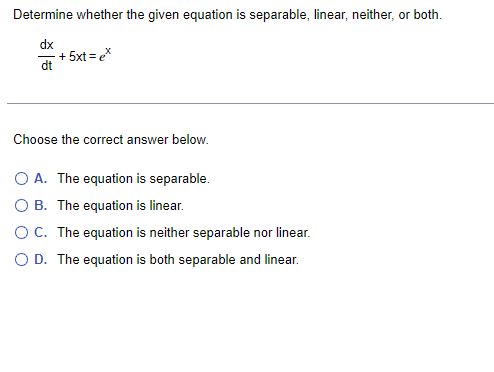 Solved Determine whether the given equation is separable, | Chegg.com
