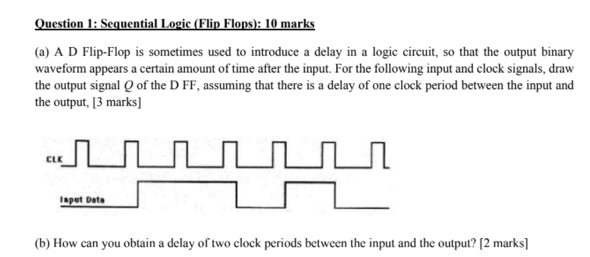 Solved Question 1: Sequential Logic (Flip Flops): 10 marks | Chegg.com