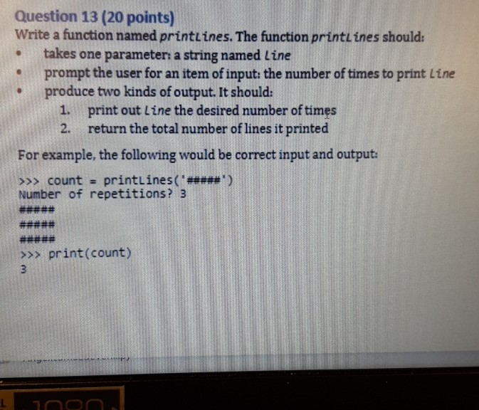 Solved Question 13 (20 points) Write a function named | Chegg.com