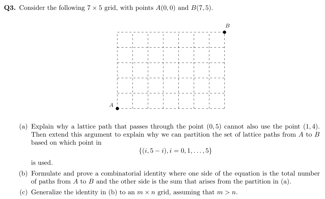 Q3. Consider the following 7 x 5 grid, with points | Chegg.com