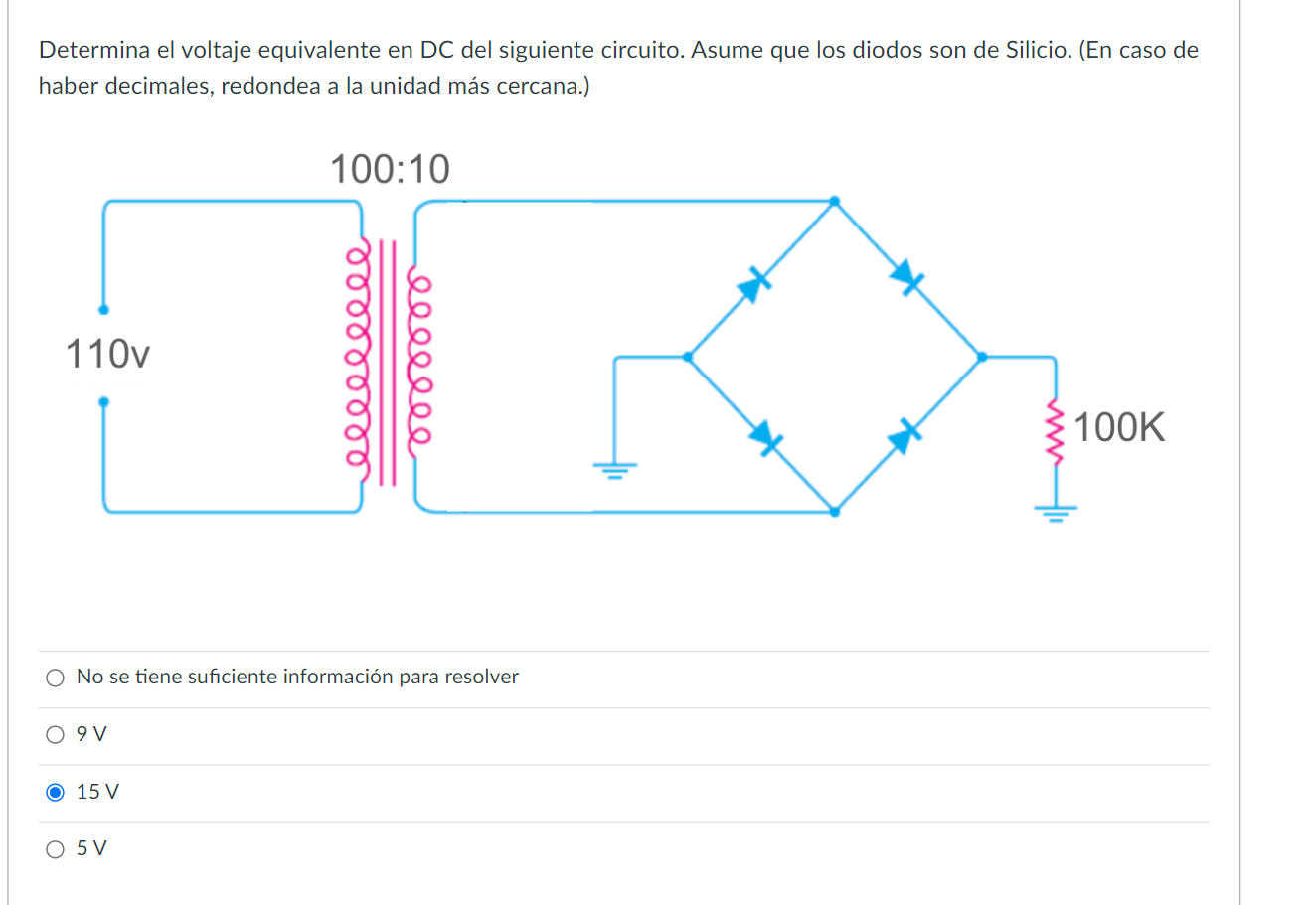 Solved Determina el voltaje equivalente en DC del siguiente | Chegg.com