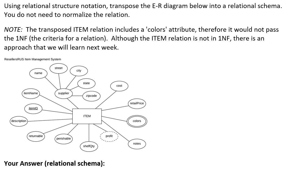 Solved Using Relational Structure Notation Transpose The 7805