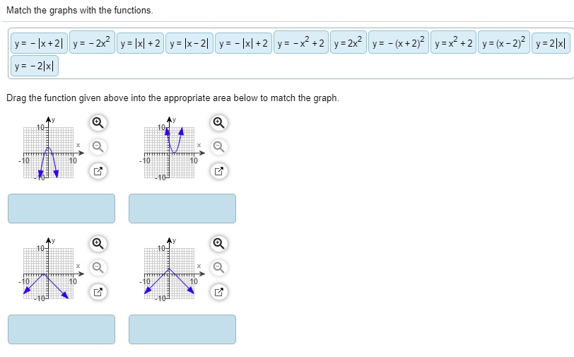 Solved Match the graphs with the functions. y=-\x+21 y=-2x2 | Chegg.com