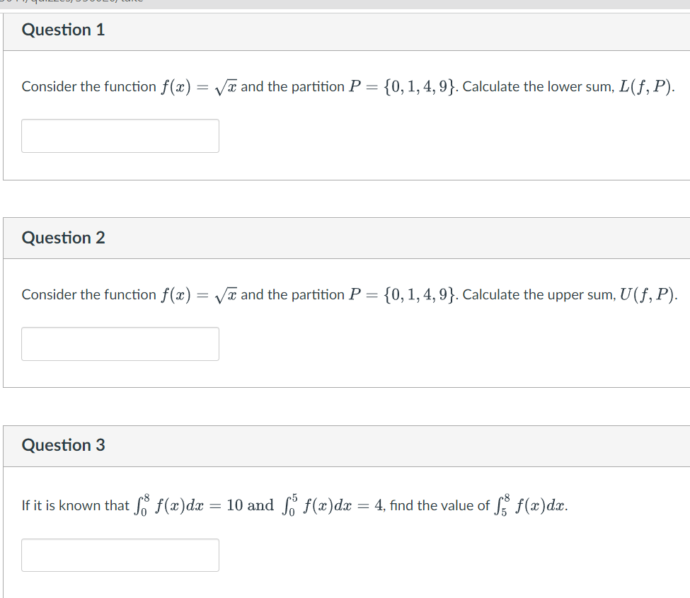 Solved Question 1 Consider the function f(x) = V and the | Chegg.com