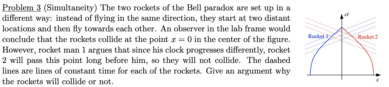 Solved ct Rocket 1 Rocket 2 Problem 3 (Simultaneity) The two | Chegg.com