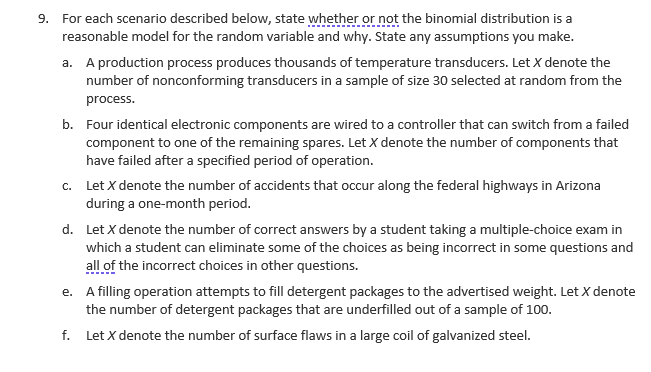 Solved 9. For each scenario described below, state whether | Chegg.com