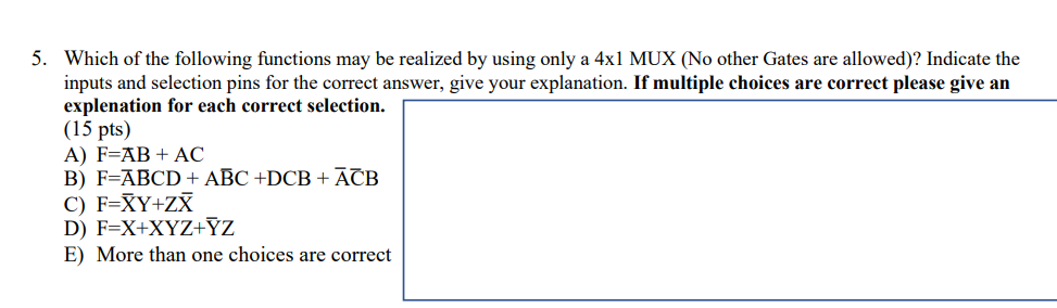 Solved 5. Which of the following functions may be realized | Chegg.com