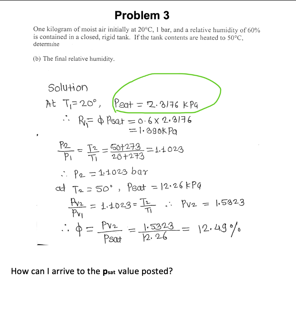 Solved Problem 3 One kilogram of moist air initially at | Chegg.com