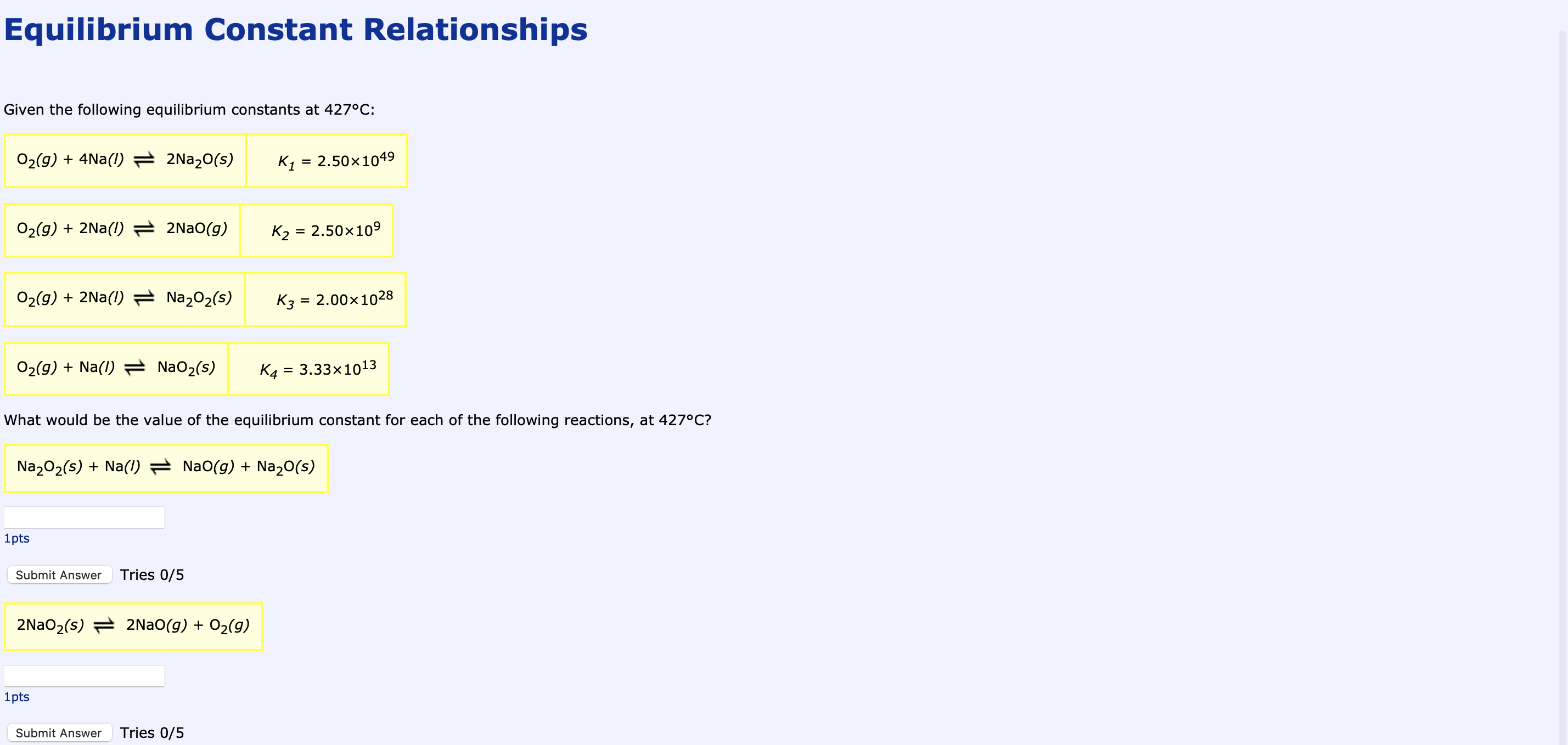 Solved Equilibrium Constant Relationships Given the | Chegg.com