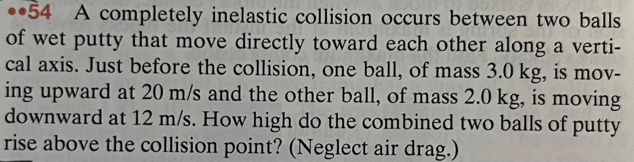 Solved 54 ﻿A completely inelastic collision occurs between | Chegg.com