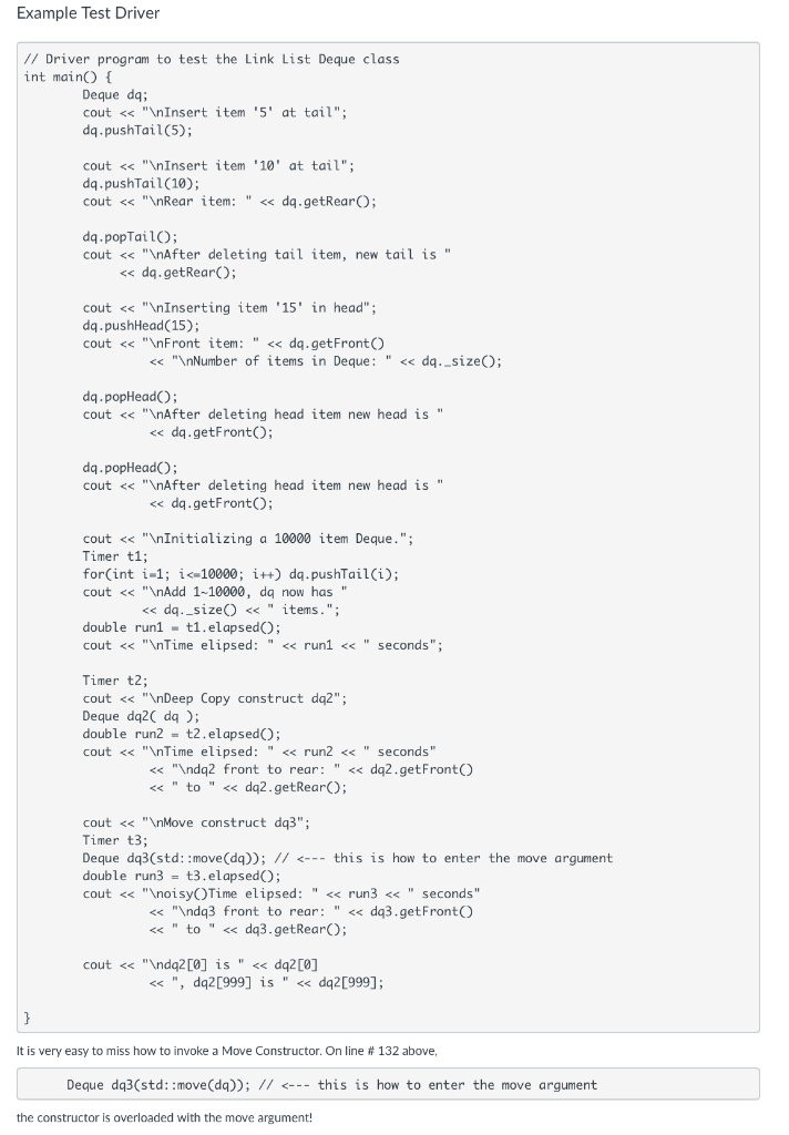 Template Dequeue Class (C++ ) In this assignment, we | Chegg.com