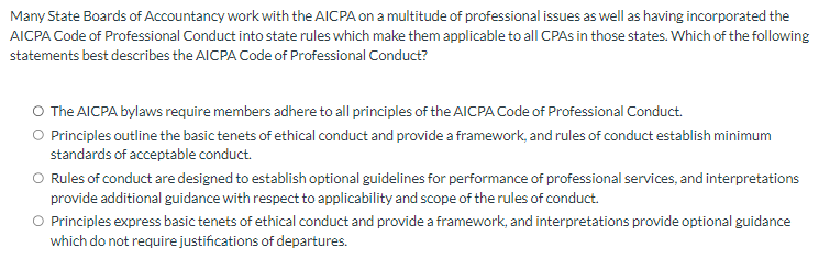 Solved Many State Boards of Accountancy work with the AICPA | Chegg.com