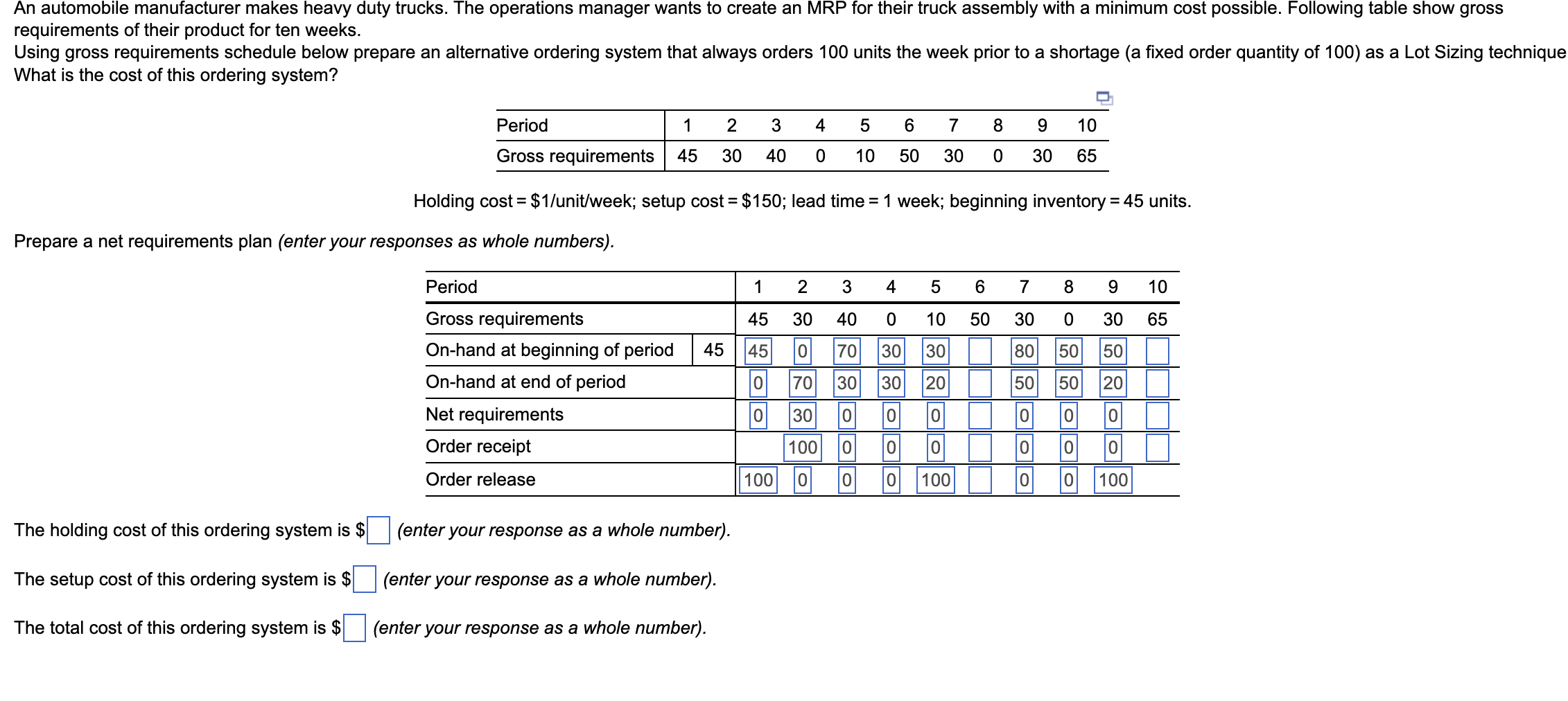 Solved An automobile manufacturer makes heavy duty trucks. | Chegg.com