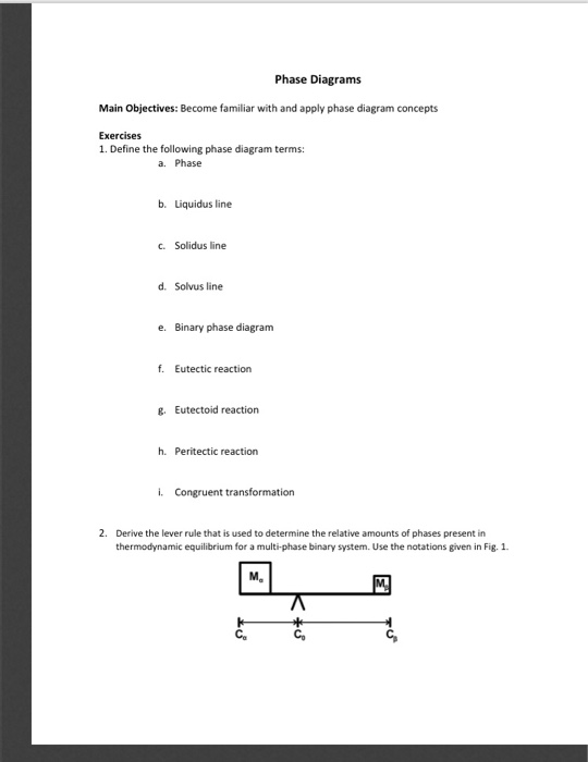 Solved Phase Diagrams Main Objectives: Become familiar with | Chegg.com