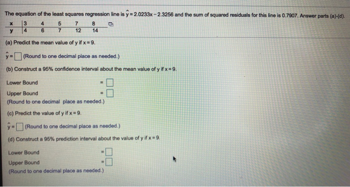 Solved y 2.0233x-2.3256 and the sum of squared residuals for | Chegg.com