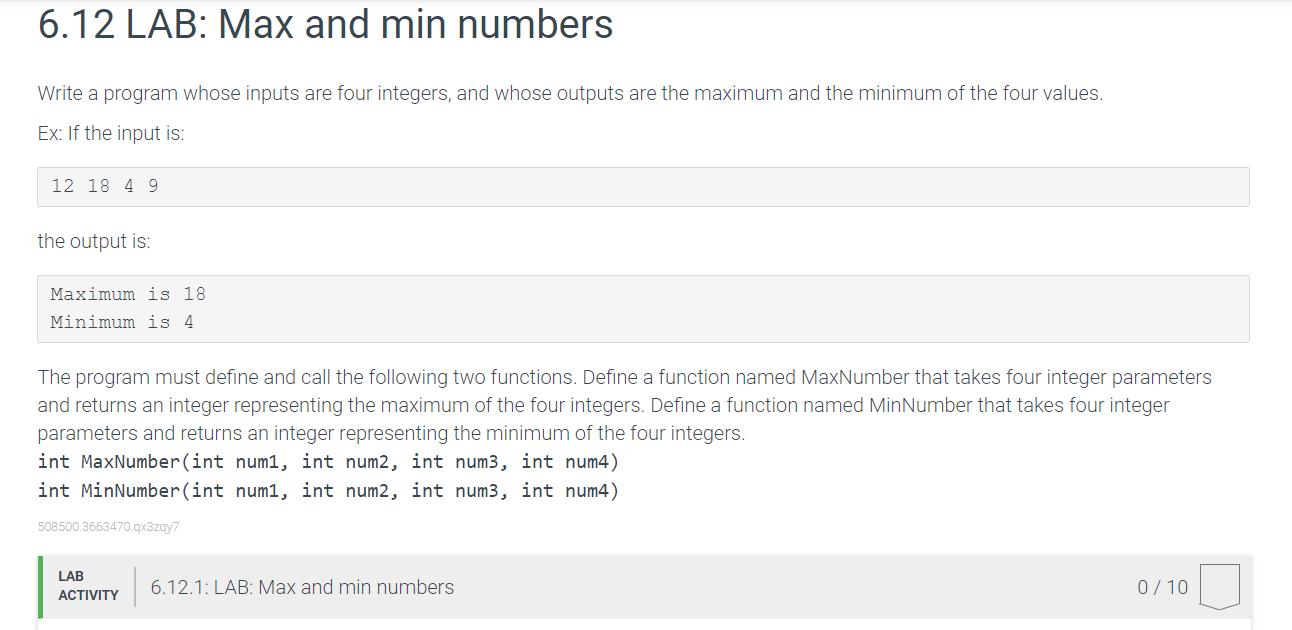 Solved Write a program whose inputs are four integers, and | Chegg.com