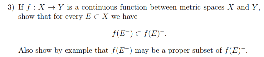 If f:X→Y is a continuous function between metric | Chegg.com