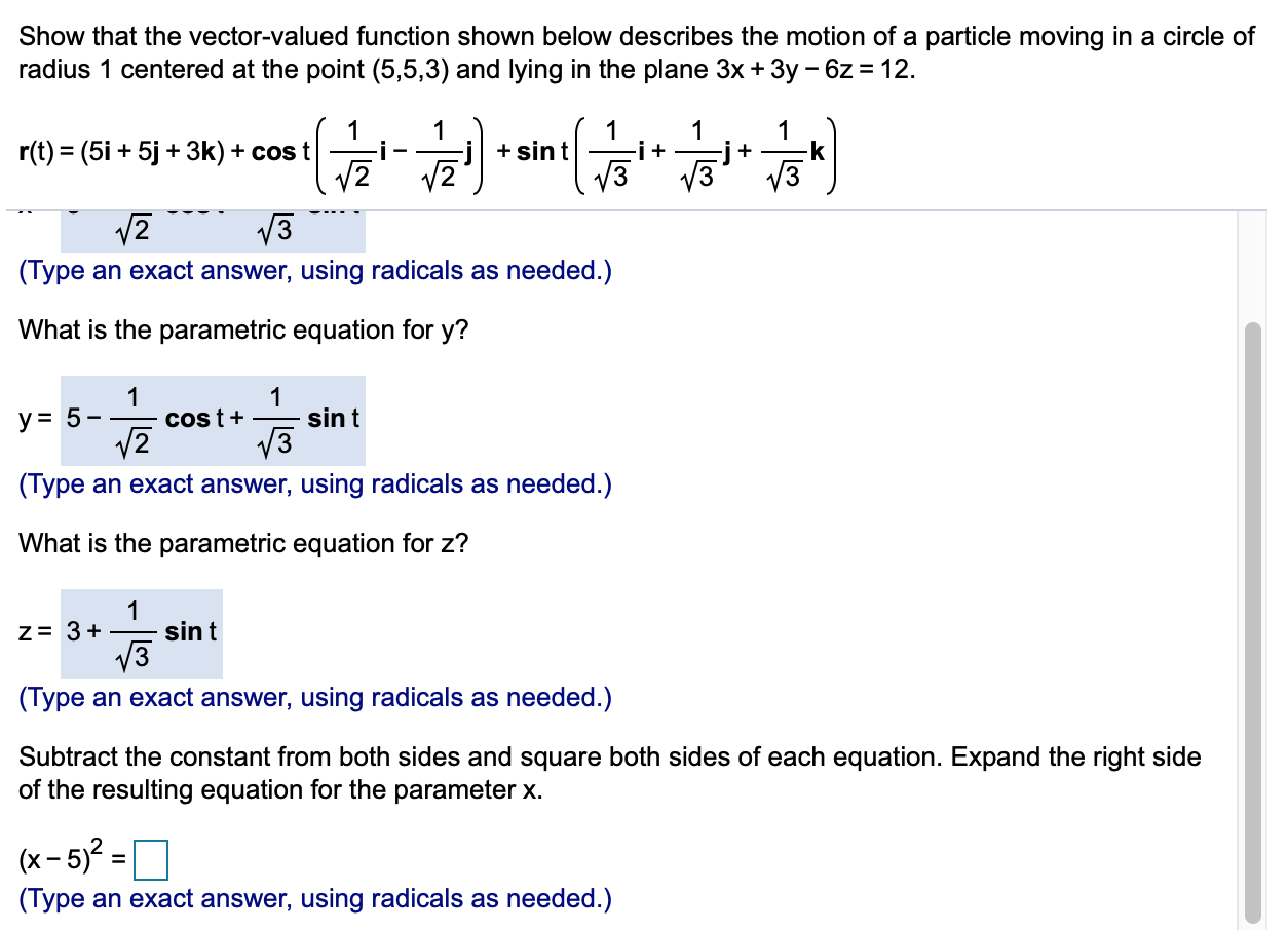 Solved Show that the vector-valued function shown below | Chegg.com