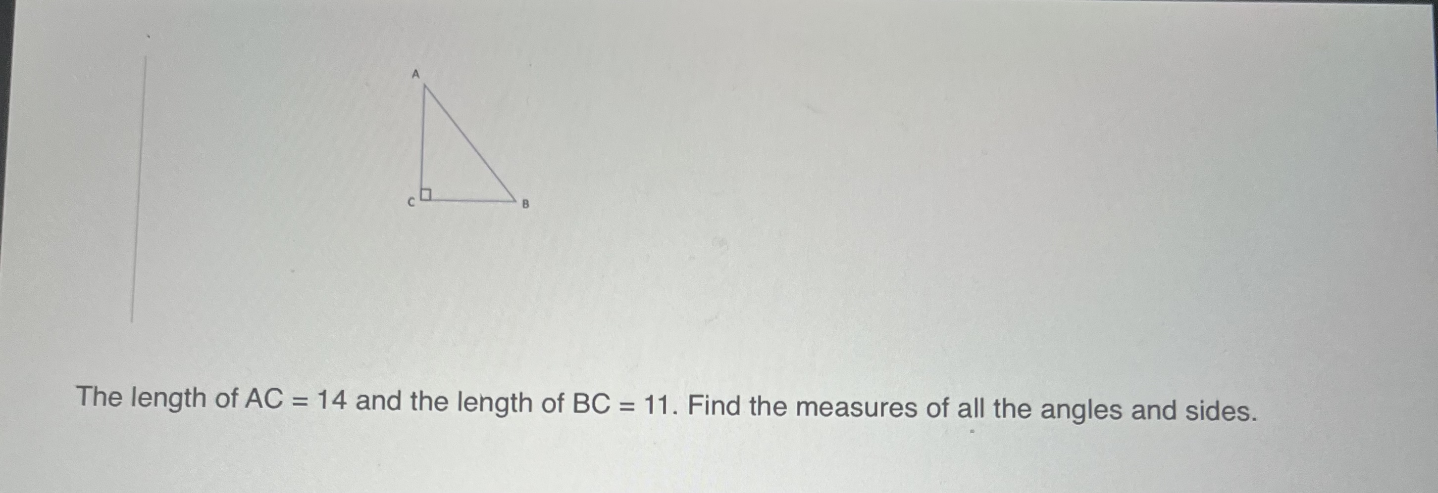 Solved The length of AC=14 and the length of BC=11. Find the | Chegg.com