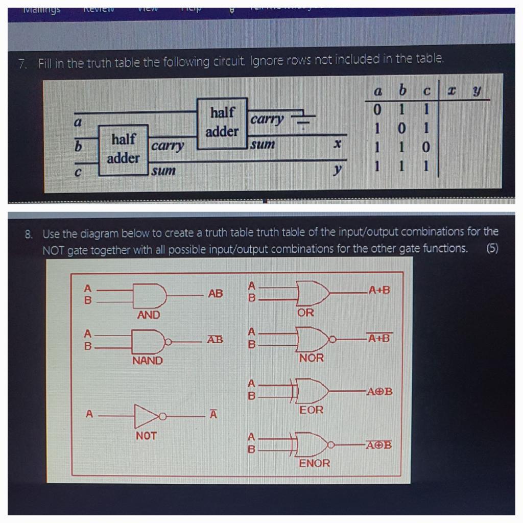 Solved 7. Fill in the truth table the following circuit. | Chegg.com