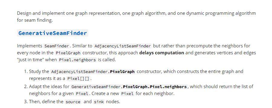 Design and implement one graph representation, one | Chegg.com
