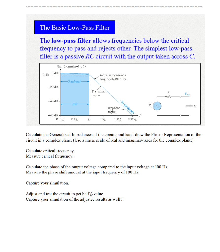 Solved Lab: Passive Filters (SIMULATION) Basic filter | Chegg.com