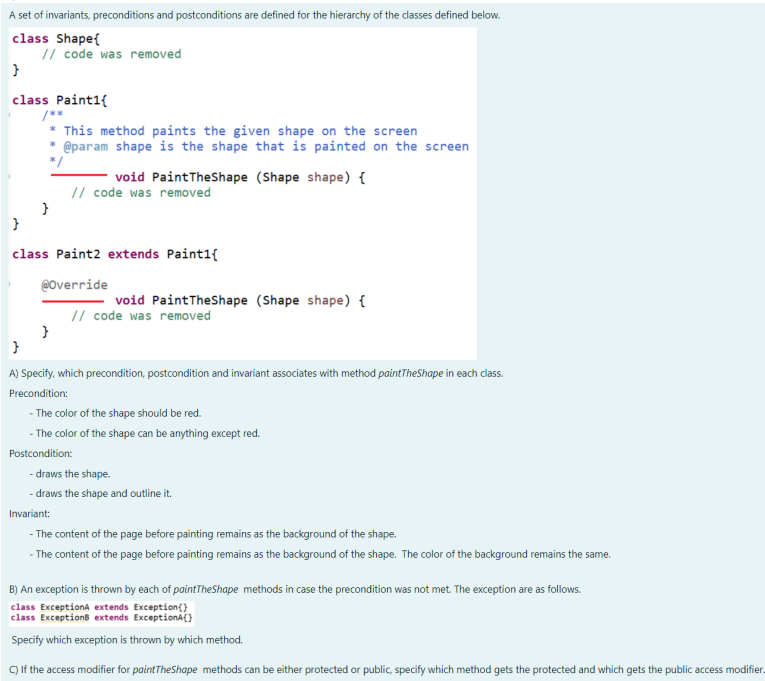 Solved A set of invariants, preconditions and postconditions | Chegg.com