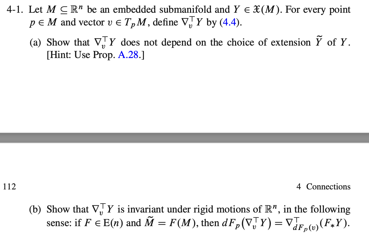 Solved -1. Let M⊆Rn be an embedded submanifold and Y∈X(M). | Chegg.com