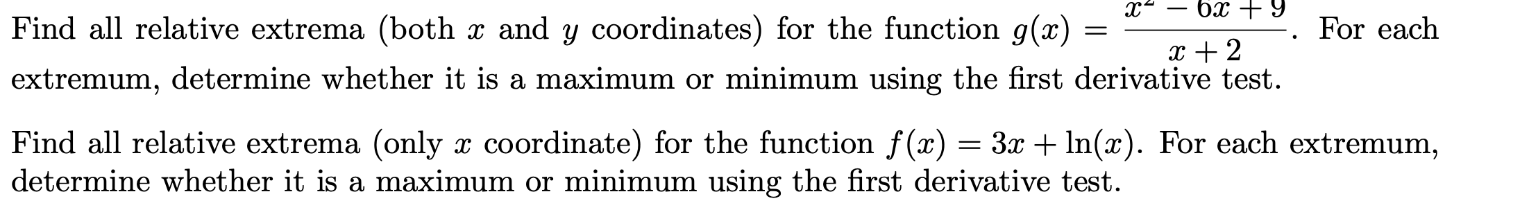 Solved Find all relative extrema (both x ﻿and y | Chegg.com