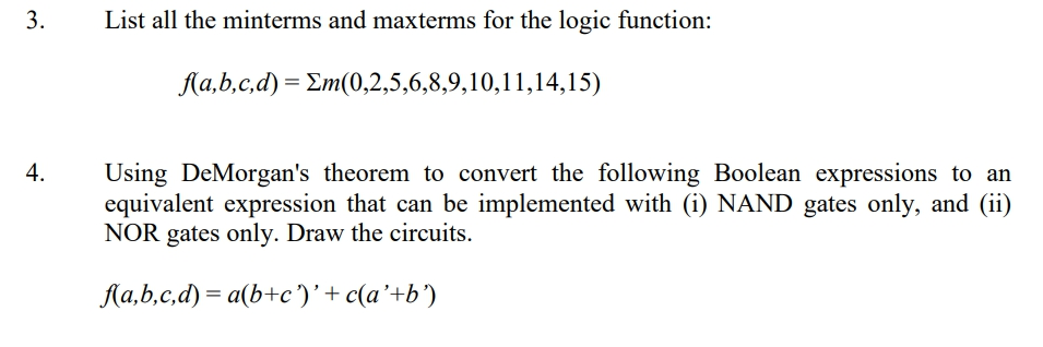 Solved List all the minterms and maxterms for the logic | Chegg.com