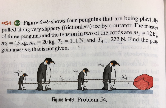 Solved #54 Figure 5-49 shows four pengun s that are being | Chegg.com