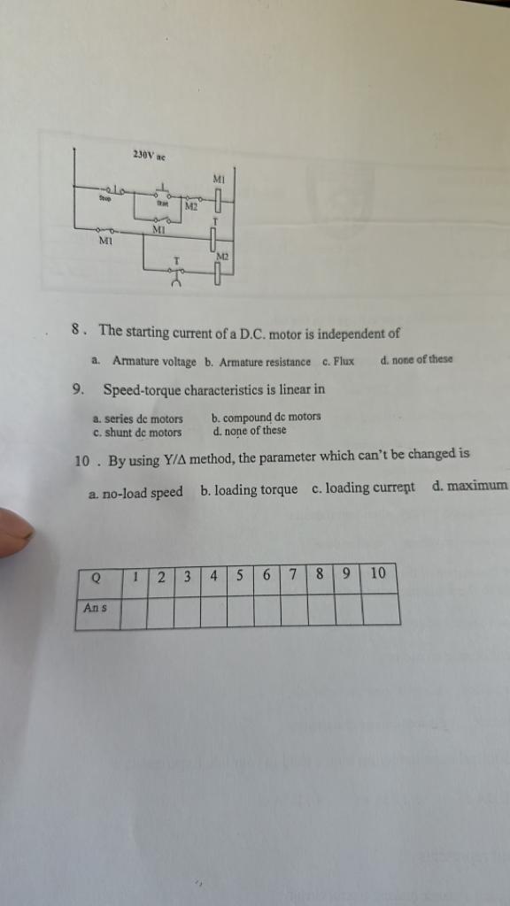 Solved 8. The starting current of a D.C. motor is | Chegg.com