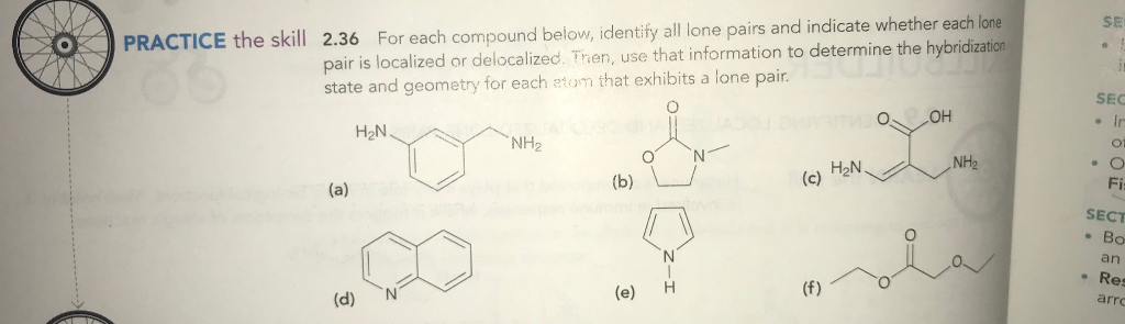 Solved 2.36 For each compound, identify all lone pairs, and | Chegg.com