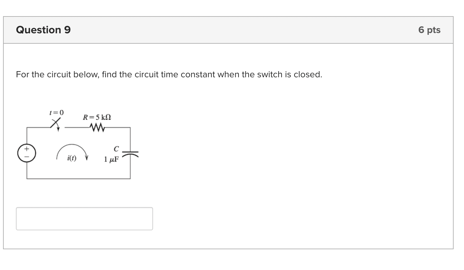 Solved For the circuit below, find the circuit time constant | Chegg.com