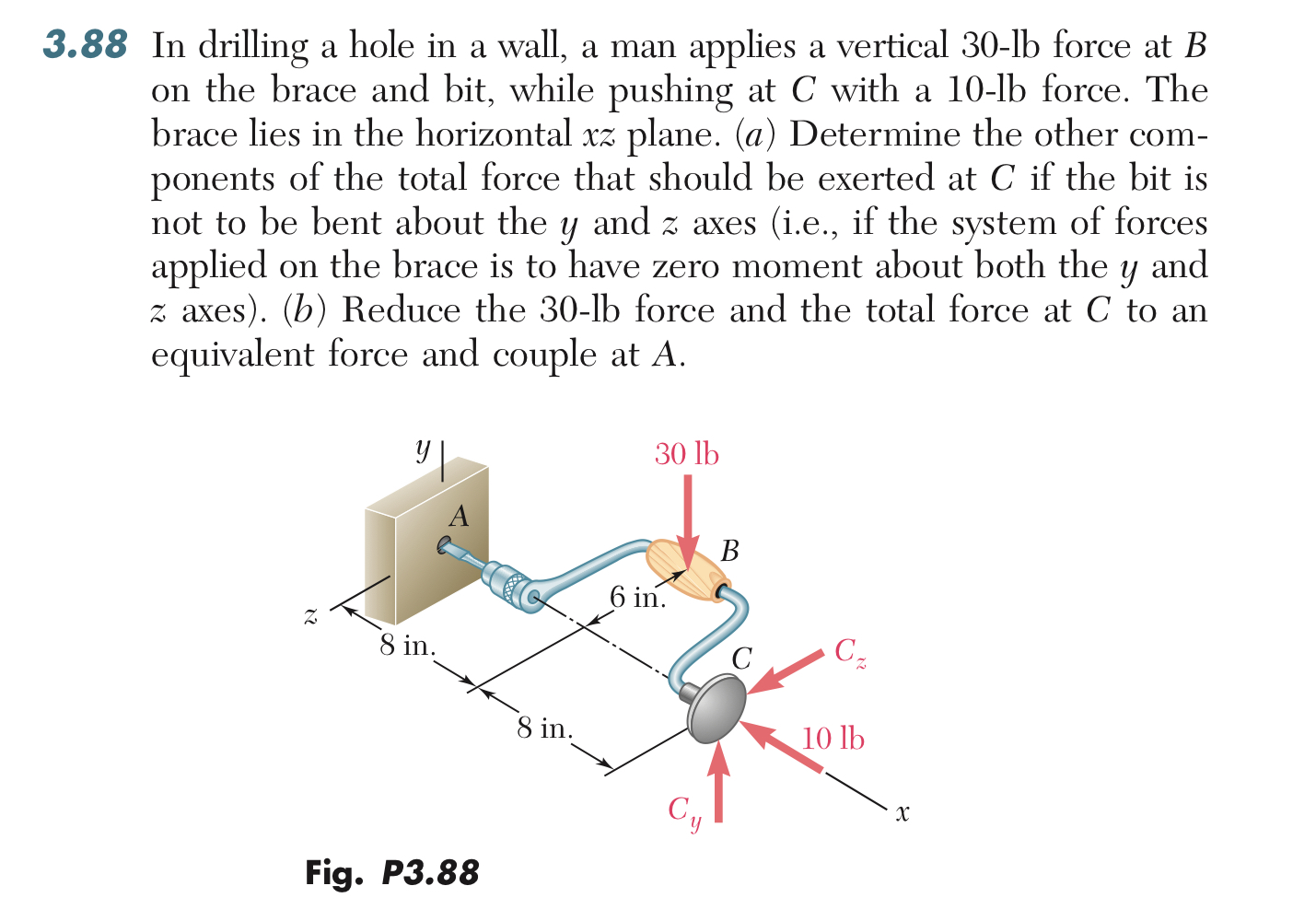 Solved 3.88 In drilling a hole in a wall, a man applies a | Chegg.com