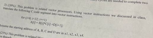 Solved 3) (20\%). This problem is related vector processors, | Chegg.com