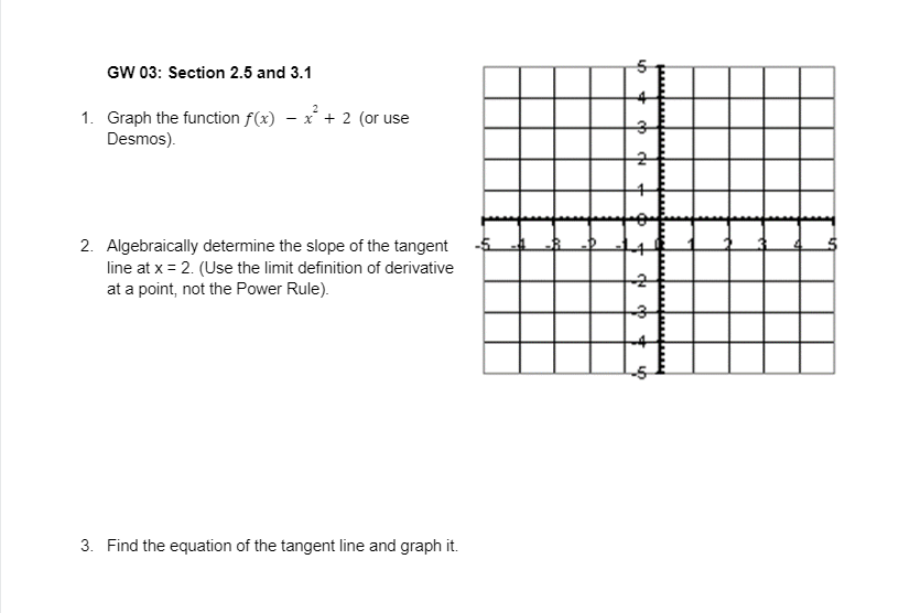 Solved 1. Graph the function f(x)−x2+2 (or use Desmos). 2. | Chegg.com
