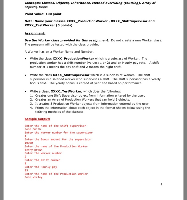 Solved Concepts: Classes, Objects, Inheritance, Method | Chegg.com