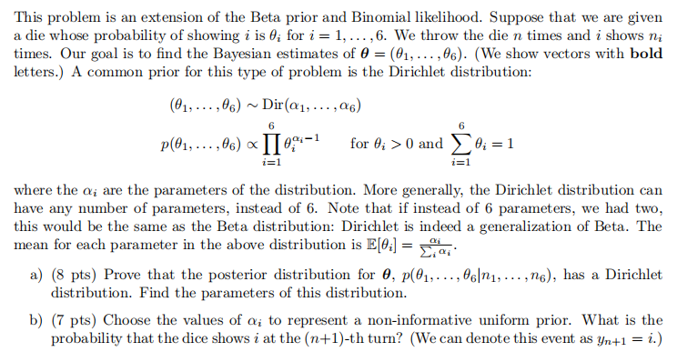 Solved 6 i=1 This problem is an extension of the Beta prior | Chegg.com