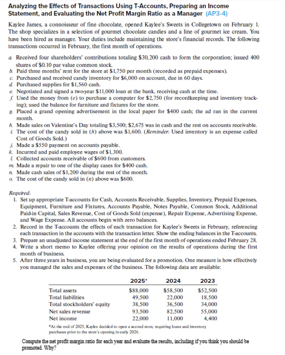 Solved Analyzing the Effects of Transactions Using | Chegg.com