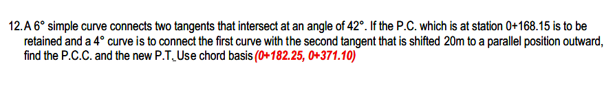 A 6° simple curve connects two tangents that | Chegg.com