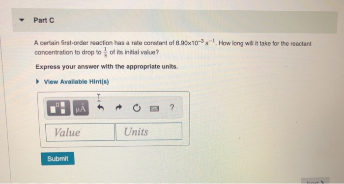 Solved ± Half-life (kinetics) for First Order Reactions c) | Chegg.com