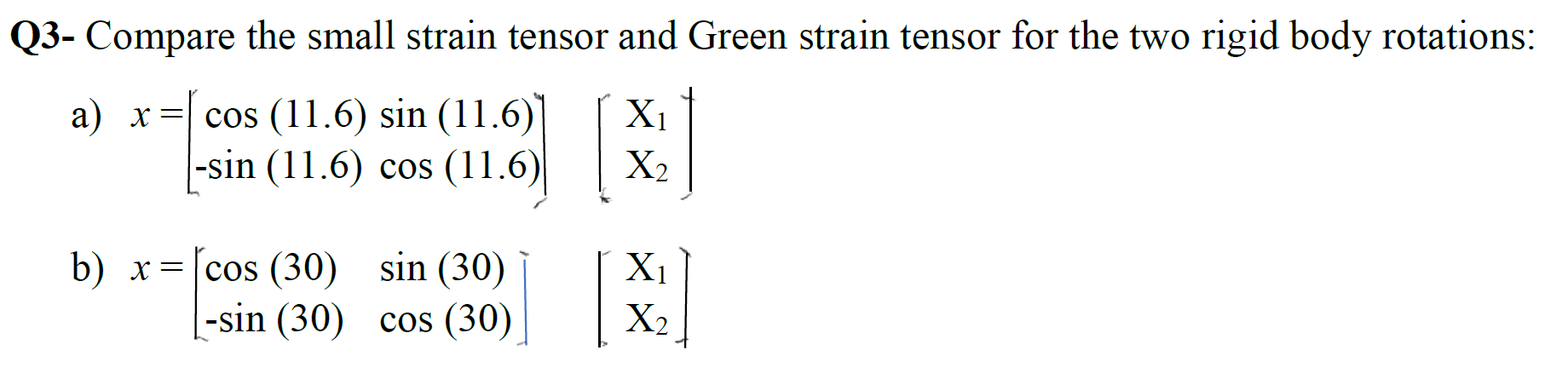 Solved Q3- ﻿Compare the small strain tensor and Green strain | Chegg.com