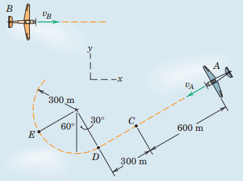 Solved Plane A travels along the indicated path with an | Chegg.com