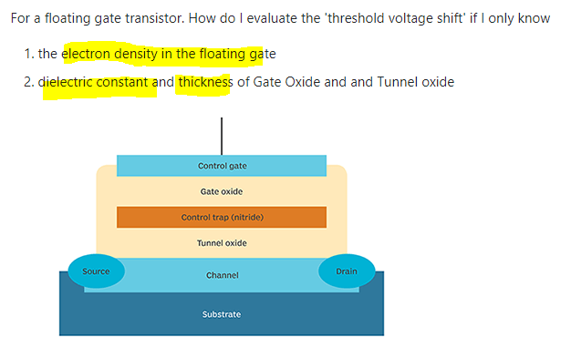 Solved For a floating gate transistor. How do I evaluate the | Chegg.com