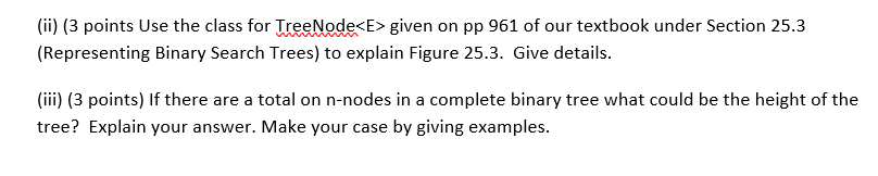 Solved (ii) (3 points Use the class for TreeNode given on pp | Chegg.com
