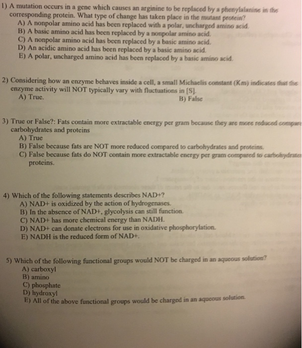 Solved 1) A mutation occurs in a gene which causes an | Chegg.com