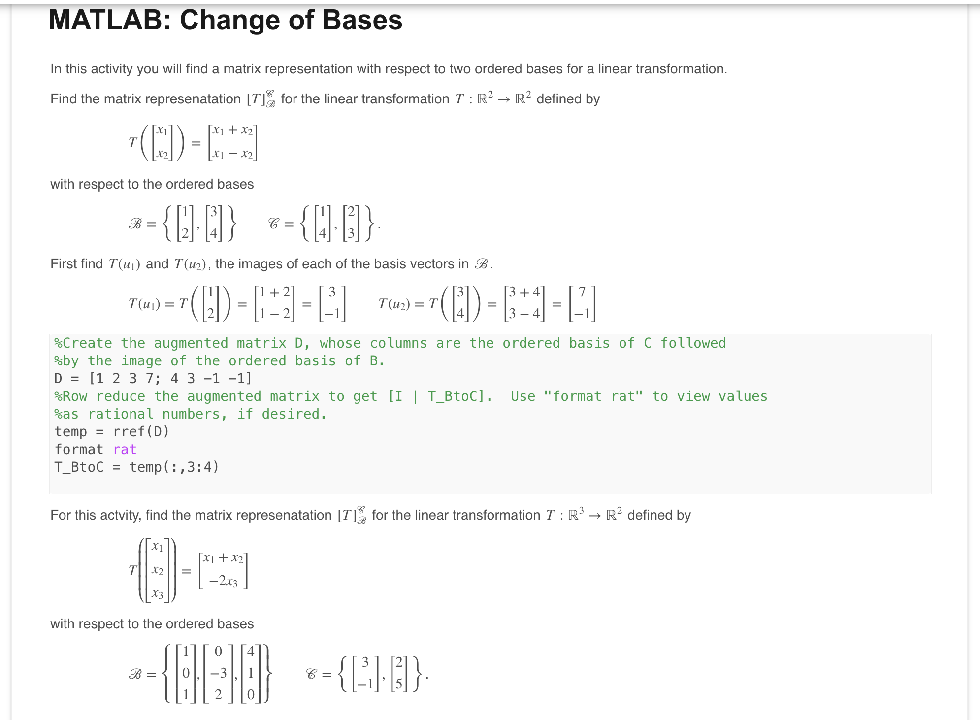Solved In this activity you will find a matrix | Chegg.com